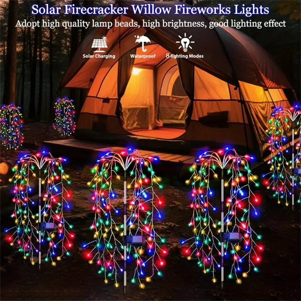 200 LED Solar Firecracker Garden Lights - 8 Modes, Waterproof, High Br ...