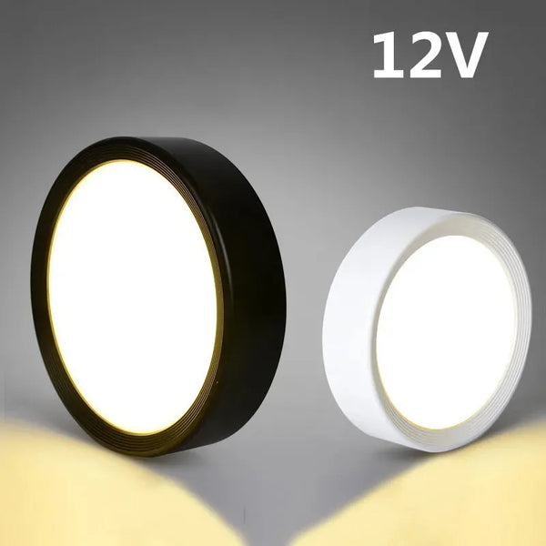 12V Aluminum Under Cabinet LED Puck Lights - Surface Mount, Multiple W ...