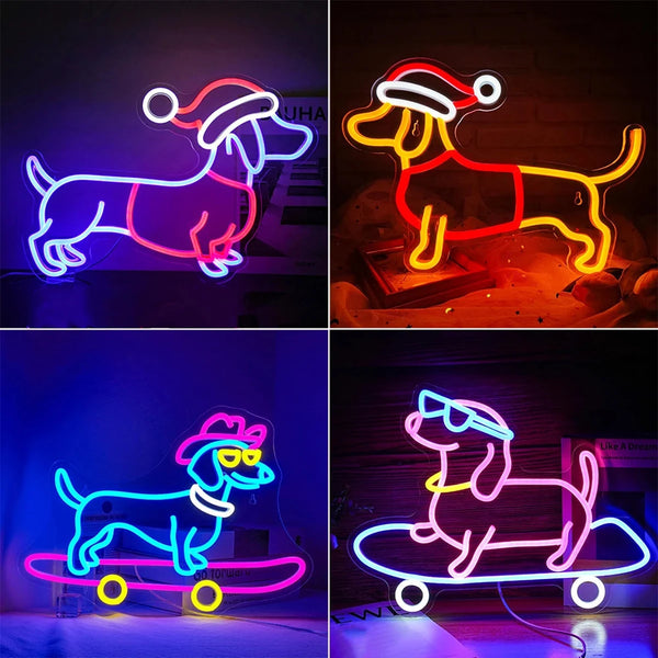 Dimmable Dachshund LED Neon Sign - USB Powered, Acrylic Back Panel, Wa ...