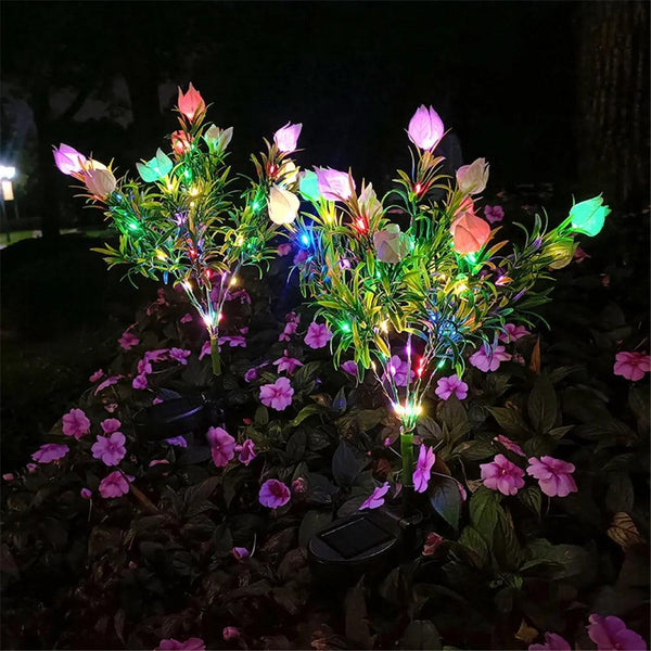 Solar LED Artificial Flower Tree Light 42LED Waterproof Outdoor Garden ...