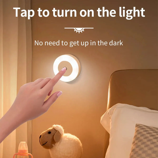 Touch-Dimmable Rechargeable LED Puck Night Light - Magnetic Mount, USB ...